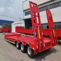 China 60 Ton Low Bed Flatbed Semi Trailer with Air Suspension and Heavy Load Capacity for sale