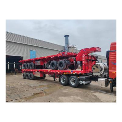 China Truck Trailer 60 ton 80 Ton 3 Axles 40ft Super Link Flatbed Semi Trailer for Transport for sale