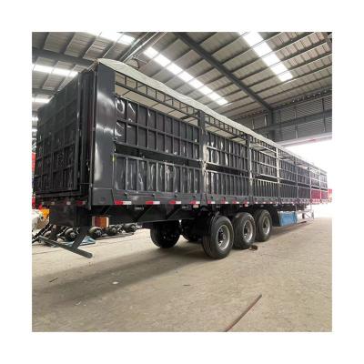 China 40 Tons 3 Axles Two Storages 50-60 Head Cow Livestock Fence Semi Trailer for Truck for sale