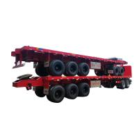 China Red Customize 3 Axles Flatbed Container Chassis Flat Bed Semi Trailer at with 13T Axle for sale