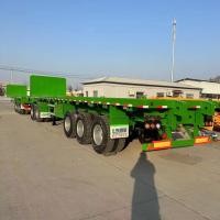 China 60 Tons Truck Flatbed Vehicle Trailer with 13T 16T 20T Axle and Mechanical Suspension for sale