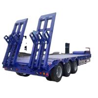 China 20ft 40ft 2 Axles 3Axles Extendable Lowbed Lowboy Flatbed Semi Trailer Truck with Air Suspension for sale