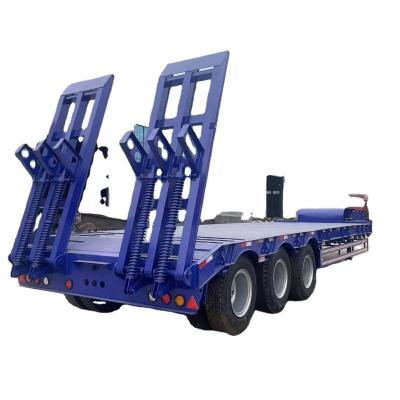 China 20ft 40ft 2 Axles 3Axles Extendable Lowbed Lowboy Flatbed Semi Trailer Truck with Air Suspension for sale