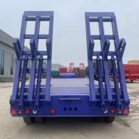 China 20ft 40ft 2 Axles 3Axles Extendable Lowbed Lowboy Flatbed Semi Trailer Truck with Air Suspension for sale