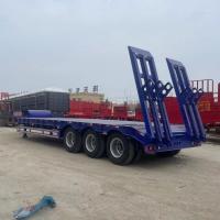 China 20ft 40ft 2 Axles 3Axles Extendable Lowbed Lowboy Flatbed Semi Trailer Truck with Air Suspension for sale