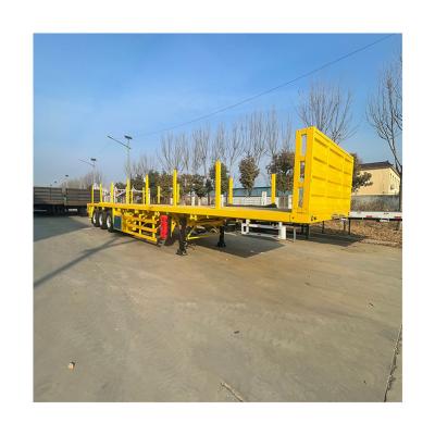 China 40 Ton 3 Axle Tri Axle High Flatbed Semi-Trailer 120mm Through Beam for sale
