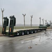 China 120T Max Payload 20ft 40ft 2 Axles 3Axles Extendable Lowbed Lowboy Flatbed Semi Trailer Truck for Truck Trailer for sale