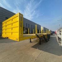 China 13750*2550*3850mm Steel 3 Axle 40Ton 60T 28Ton Land Gear Container Flatbed Semi Trailer for sale
