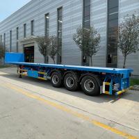 China 13750*2550*3850mm Steel 3 Axle 40Ton 60T 28Ton Land Gear Container Flatbed Semi Trailer for sale