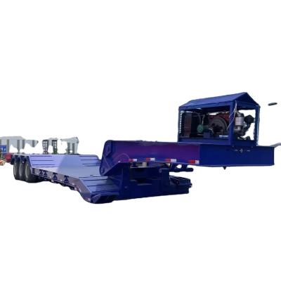 China Truck Trailer 3 Axle 40FT 50T 60T Gooseneck Lowboy Low Bed Semi Trailer Dimensions for sale