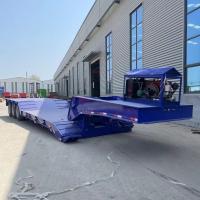 China Truck Trailer 3 Axle 40FT 50T 60T Gooseneck Lowboy Low Bed Semi Trailer Dimensions for sale