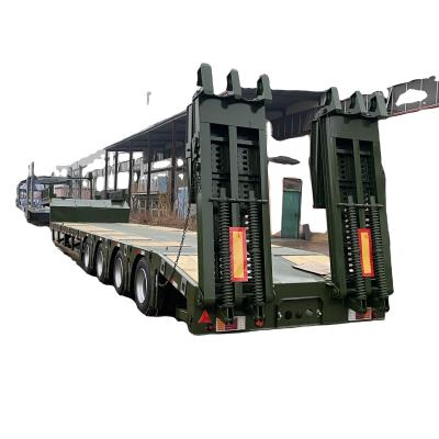 China Semi-Trailer 4 Axles 50 Ton 55 Ton 18 Meter Long Lowbed Chassis Trailer for Transport for sale