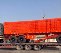 China Customers Optional Semi-Trailer 50 Ton Dump Truck with Dark Blue Color and Hydraulic Rod for sale