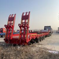China 80 Ton Hydraulic Extendable 9 Axle Gooseneck Lowboy Trailer with Mechanical Suspension for sale