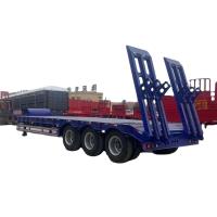 China 120T Max Payload Lowbed Truck Low Bed Trailer Low Platform Semi-trailer with Material for sale