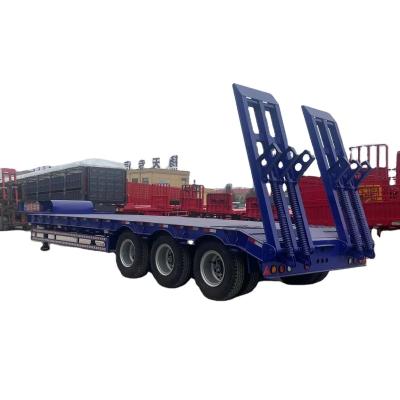 China 120T Max Payload Lowbed Truck Low Bed Trailer Low Platform Semi-trailer with Material for sale