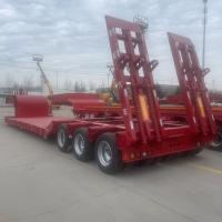 China 120T Max Payload Lowbed Truck Low Bed Trailer Low Platform Semi-trailer with Material for sale
