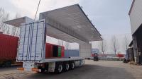China Steel Tri Axle Hydraulic Wing Opening Box Van Semi Truck Trailer Bulk Goods Transport for sale
