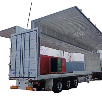 China 130 Ton 53 Ft Tarpaulin Side Curtain Box Open Container Semi-Trailer for Drinks and Vegetable for sale
