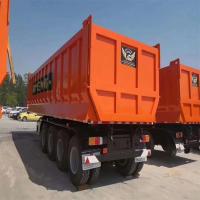China 50T U Type Hydraulic Cylinder 4 Axles End Dump Trailer Tipper Semi Truck Trailer for sale