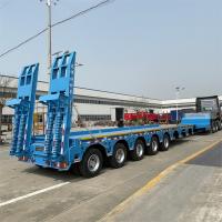 China 8Axle Hydraulic Extendable Gooseneck Drop Deck Flat Low Bed Loader Platform Lowboy Semi Trailer for sale