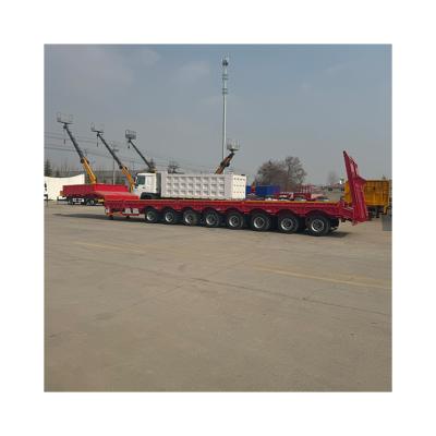 China 120T Max Payload Steel 8 Axle 60Ft Flat Low Bed Lowboy Semitrailer for Direct Selling for sale