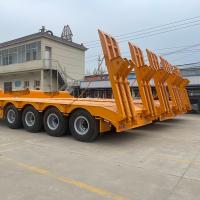 China Manufacture Semi-Trailer 4 Axle 40T 60T Flatbed Flat Bed Container Steel Trucks for sale
