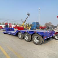 China Lowboy Low Loader Bed Lowbed Semi Truck Trailer for Heavy Duty 3axles Excavator Transport for sale