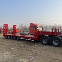 China Multiple Axles Gooseneck Low Flatbed Semi Trailer with Steel Material and 8.25-20 Tires for sale