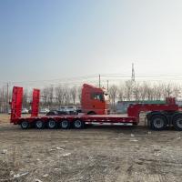 China Multiple Axles Gooseneck Low Flatbed Semi Trailer with Steel Material and 8.25-20 Tires for sale