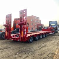 China Multiple Axles Gooseneck Low Flatbed Semi Trailer with Steel Material and 8.25-20 Tires for sale