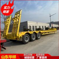 China Multiple Axles Gooseneck Low Flatbed Semi Trailer with Steel Material and 8.25-20 Tires for sale