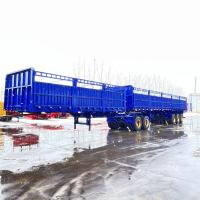 China Max Payload 30000 kg 2024 Design 3 Axle 4 Axle Side Drop Fence Truck Semi Trailer for sale