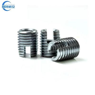 China M8 x 1mm Slotted Self Tapping Thread Insert Stainless Steel Nickel Plated 1D-3D Length for sale