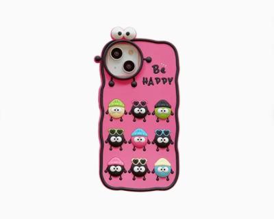China Soft TPU iPhone 11-15 Phone Case Pink Coal Ball Elf Shock Absorbent Anti-Slip for sale