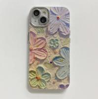 China Blue Rhinestone Flower TPU Phone Case for iPhone 11 Anti Slip Shockproof 0.3mm Raised Lip for sale