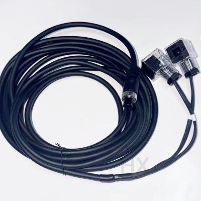 China 1-to-2 M12 Solenoid Valve Splitter Cable, Custom Wiring Harness for Agricultural Machinery with Square Valve Connectors. for sale