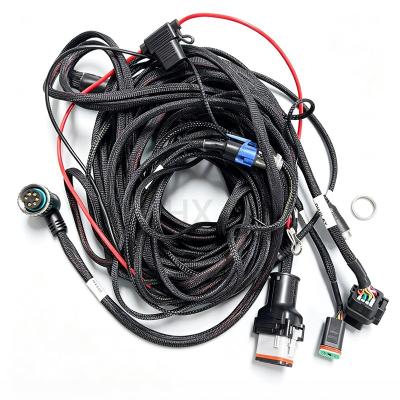 China Full Braided Sleeve Multi-Branch Harness, Complete Waterproof Cable with Circular Metal Connector & Fuse Holder. for sale