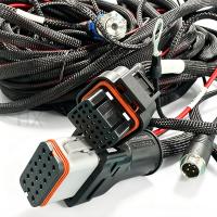 China Full Braided Sleeve Multi-Branch Harness, Complete Waterproof Cable with Circular Metal Connector & Fuse Holder. for sale
