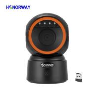 China 1D 2D QR Wireless Hands Free Desk Barcode Scanner With Offline Storage OPOS Compatibility for sale