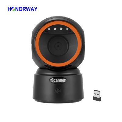 China 1D 2D QR Wireless Hands Free Desk Barcode Scanner With Offline Storage OPOS Compatibility for sale