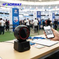 China POS USB Plug And Play Desktop Barcode Scanner With Motion Tolerance Retail QR Payment for sale