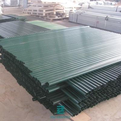 China D Type Metal Gate Posts , PVC Coated Metal Garden Fence Posts for sale