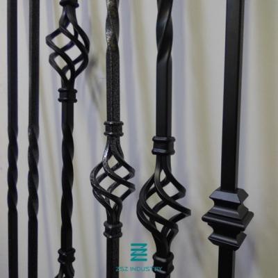 China Black Square Metal Railing Posts Iron Made For Stairs / Terrace / Balustrades for sale