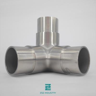 China 42.4mm X 2.0mm Tee Stair Rail Connectors Round Support 90 Degree Angle for sale