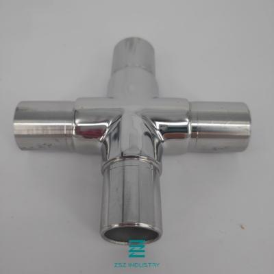 China Cross Handrail Connector Stainless Steel 304 / 316l Round Flush 42.4mm 42.4 X 2.0mm for sale