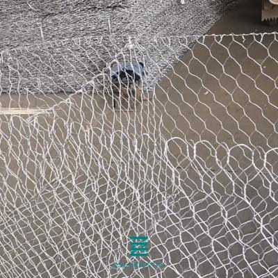 China Stone Cages Hexagonal Wire Netting PVC Coated Gabion Box Silver Color for sale