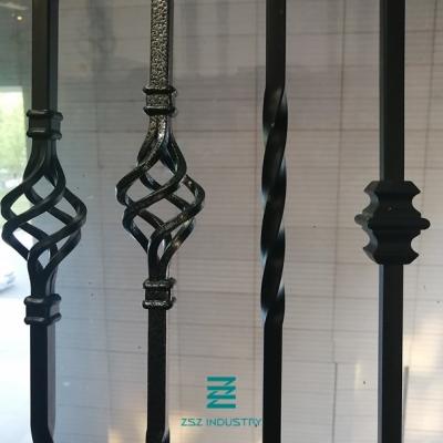 China Stair Railing Iron Balusters Decorative Metal Post Single Basket Iron Hollow Tube Square Metal Fence Posts for sale