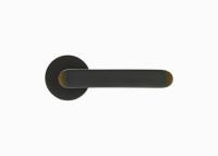 China Geometric Style Brass Door Handles 131mm 57mm Door Lever Handle on Rosette for sale