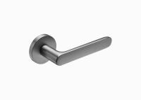 China Geometric Style Brass Door Handles 131mm 57mm Door Lever Handle on Rosette for sale